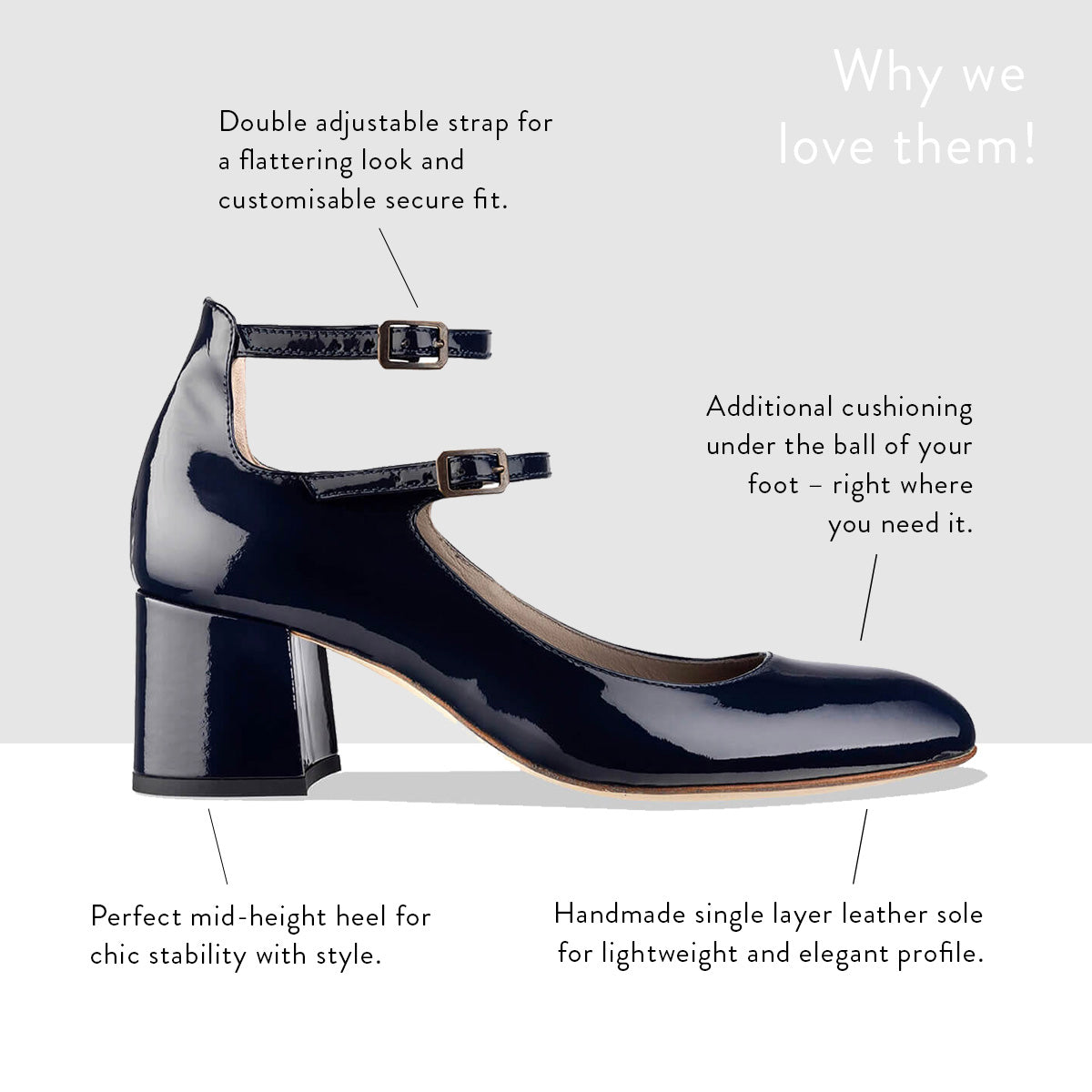 Habbot 'elba' Women's navy leather block Heels – Italian Shoes | habbot