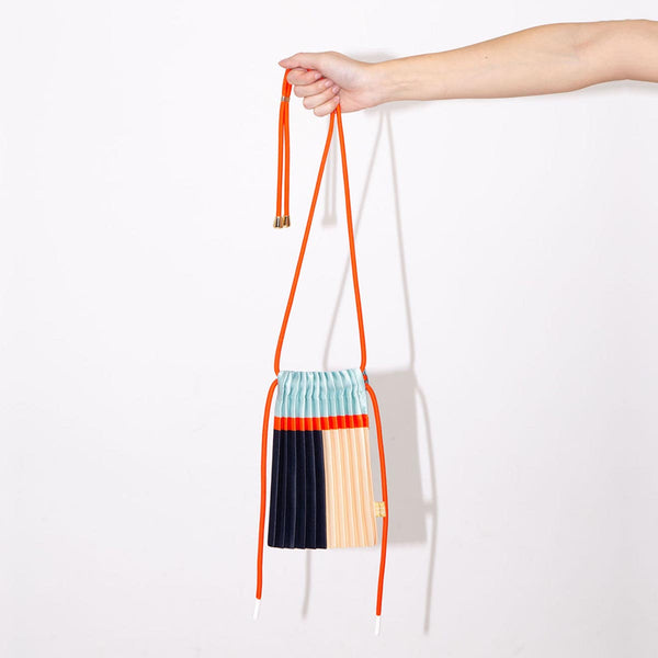 Women's blue pleated mini bag - Made in Italy | Multitudes – habbot