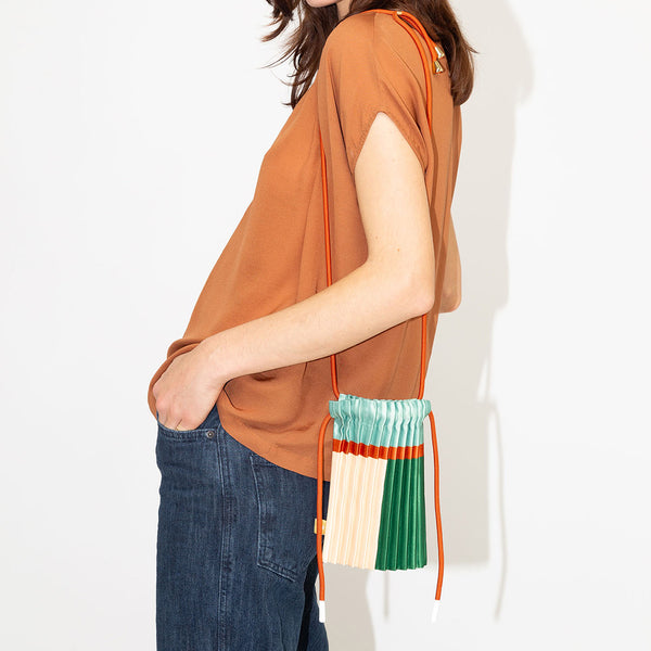Women's green pleated mini bag - Made in Italy | Multitudes – habbot
