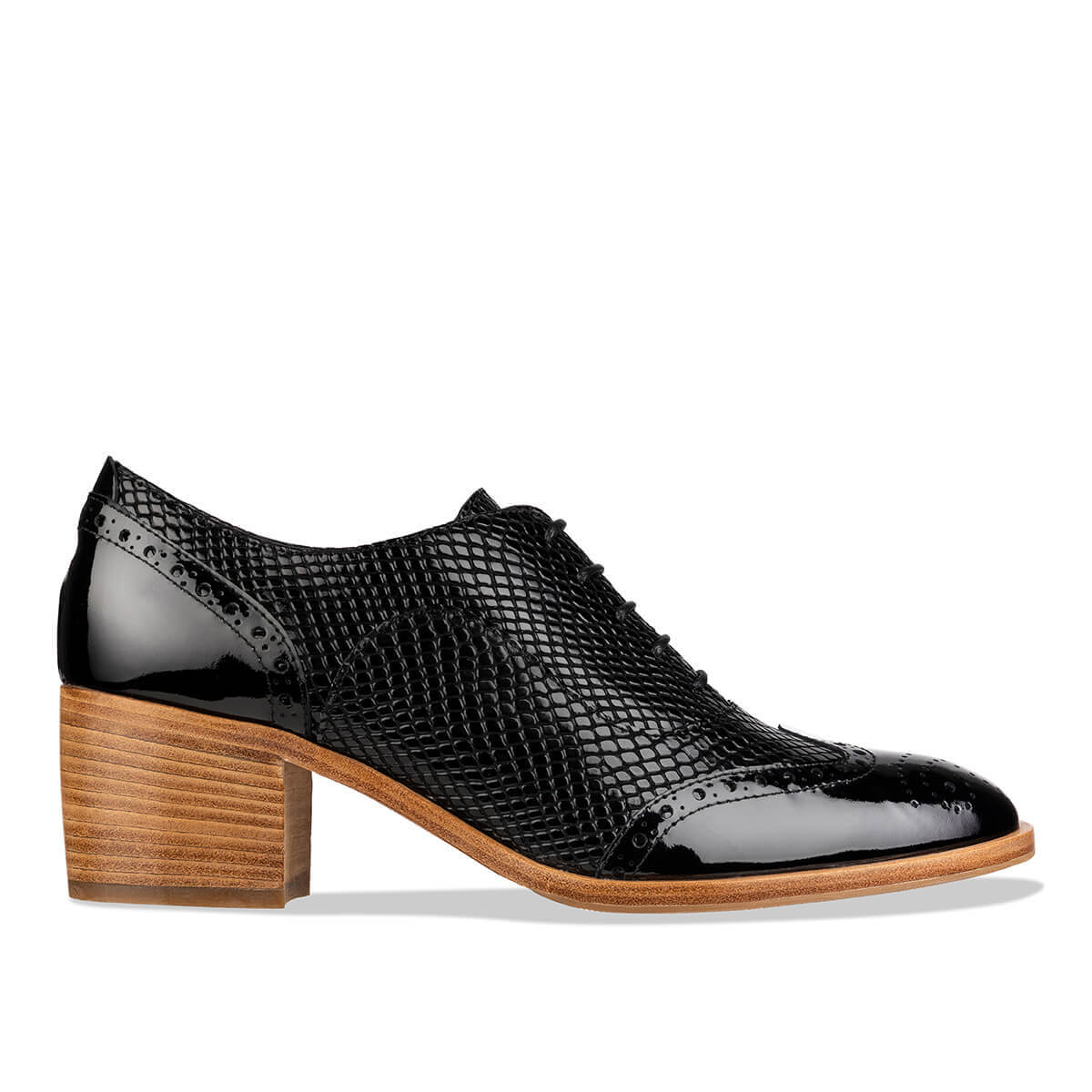 Women's Black Brogues Heels - Italian Leather - 'Pantone' | Habbot – habbot