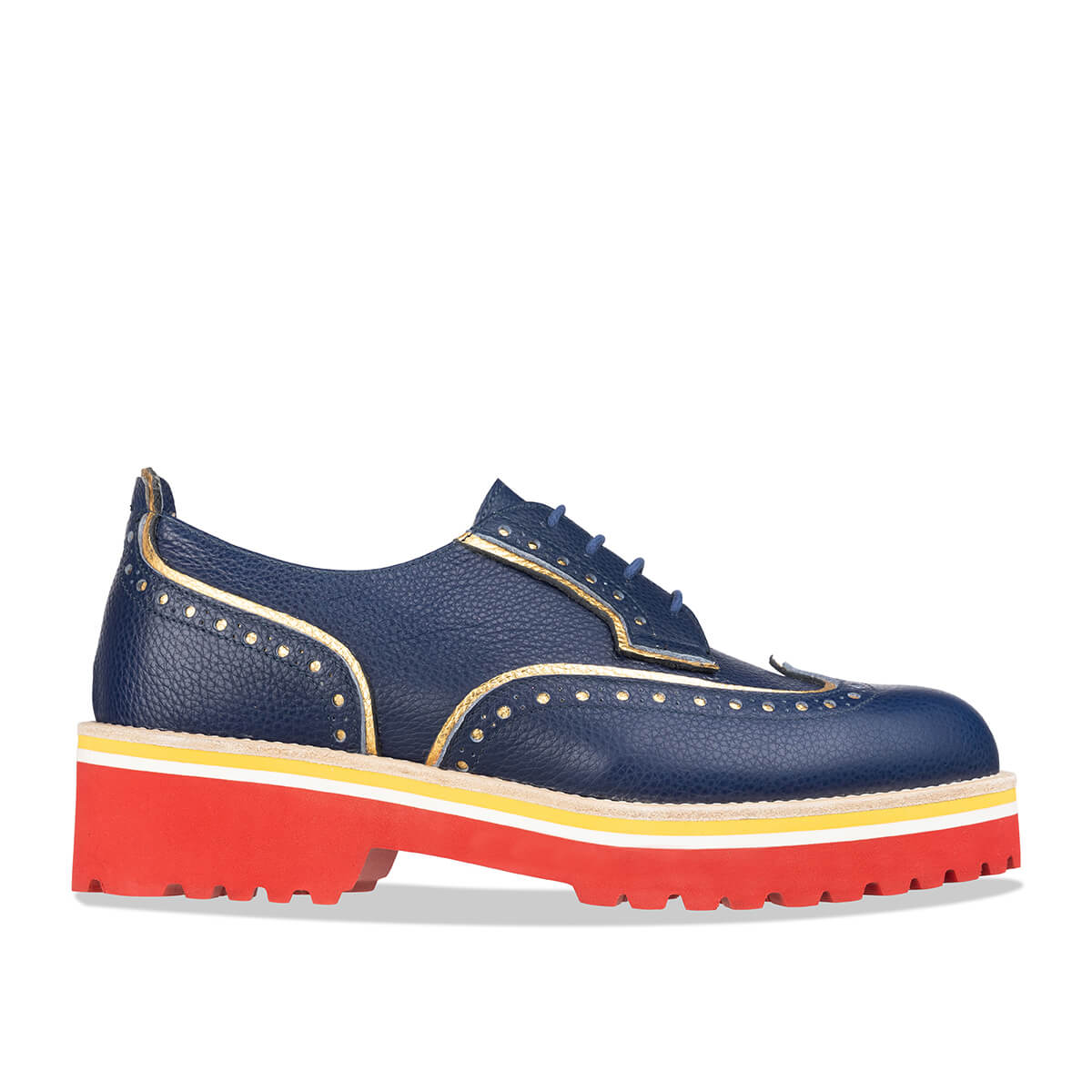 women's blue brogues - Italian Leather - ‘campo' | habbot