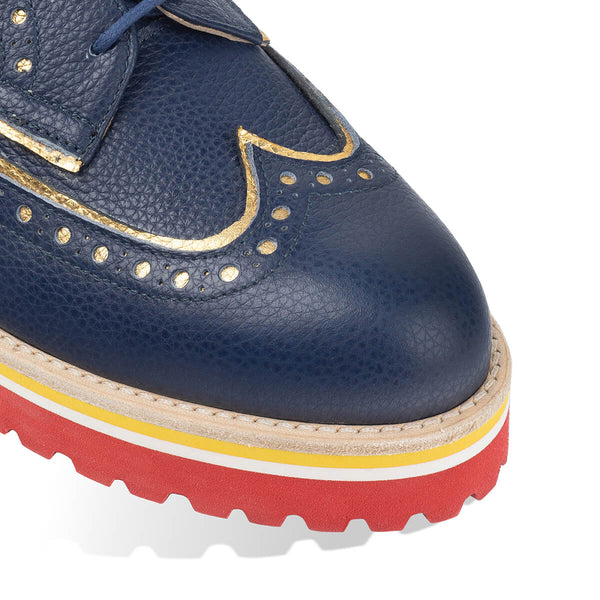 women's blue brogues - Italian Leather - ‘campo' | habbot