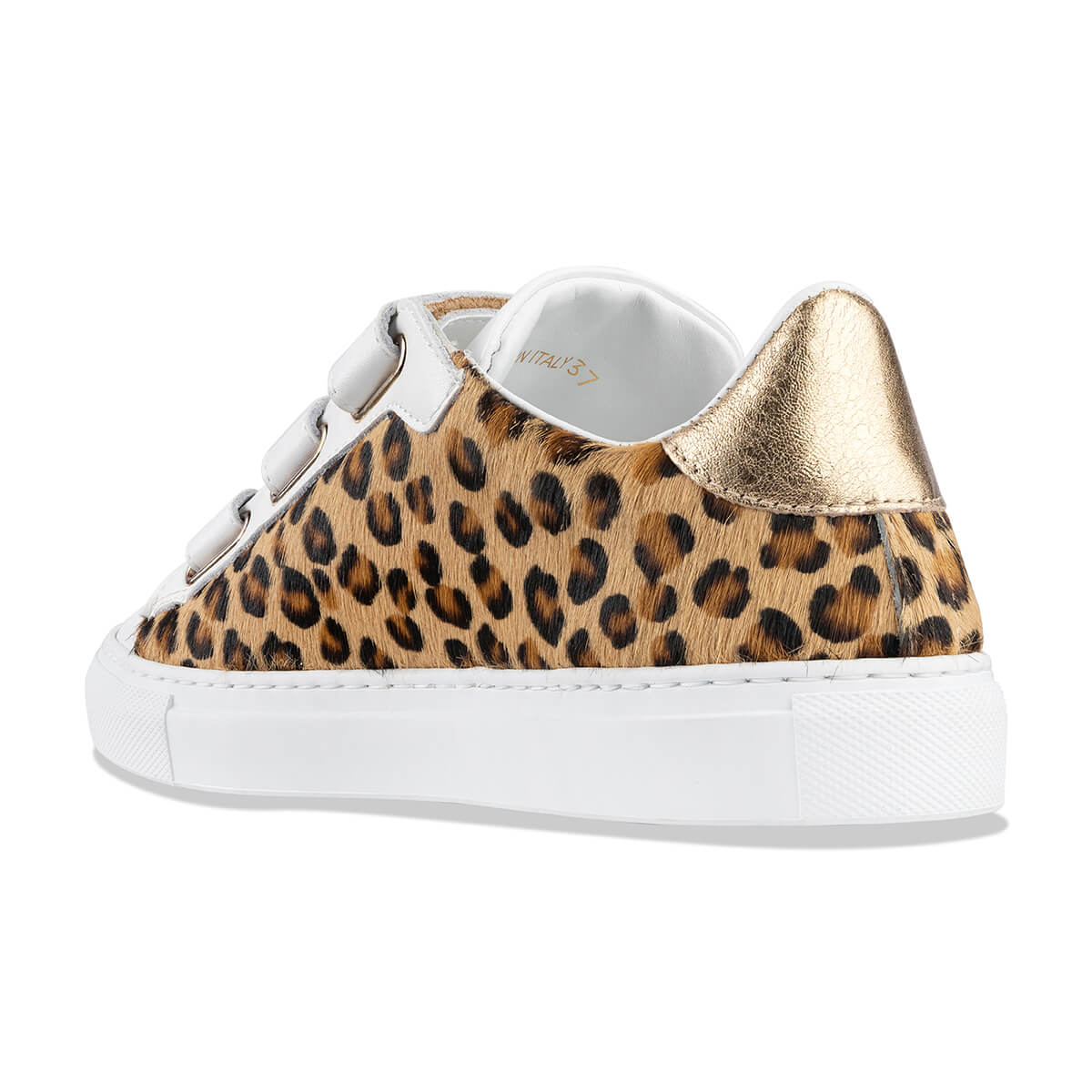 'enna' women's leopard print sneakers - Italian made leather trainers ...