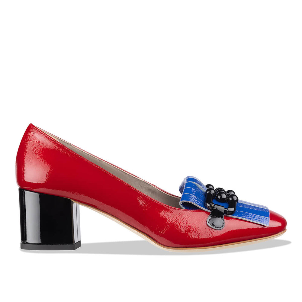 Habbot 'elba' Women's navy leather block Heels – Italian Shoes | habbot