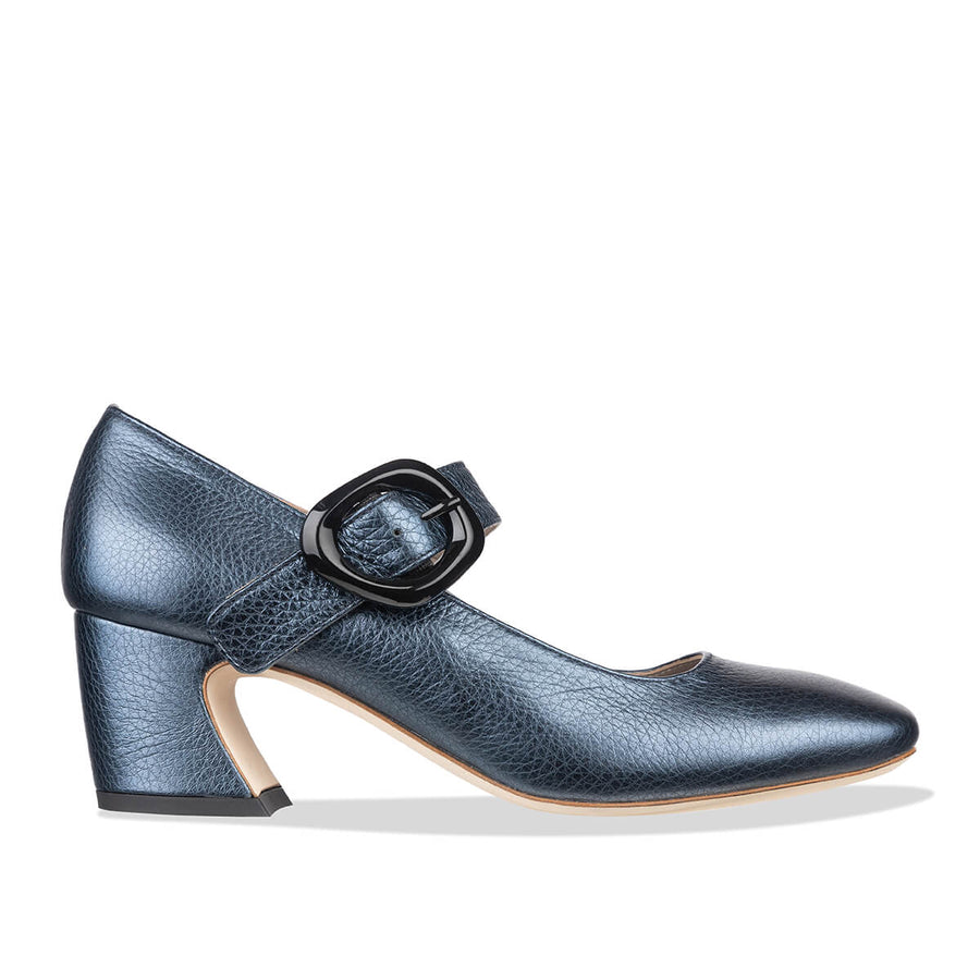 Habbot 'elba' Women's navy leather block Heels – Italian Shoes | habbot