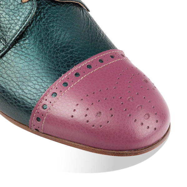 Women's green brogues - Italian leather - 'nara' | habbot