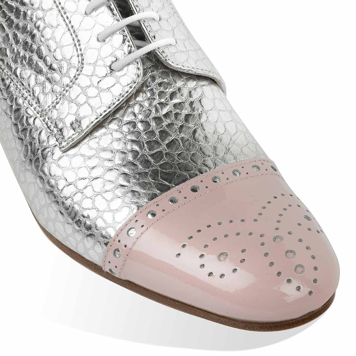 Women's Silver And Pink Brogues - Italian Leather - 'Nara' | Habbot ...