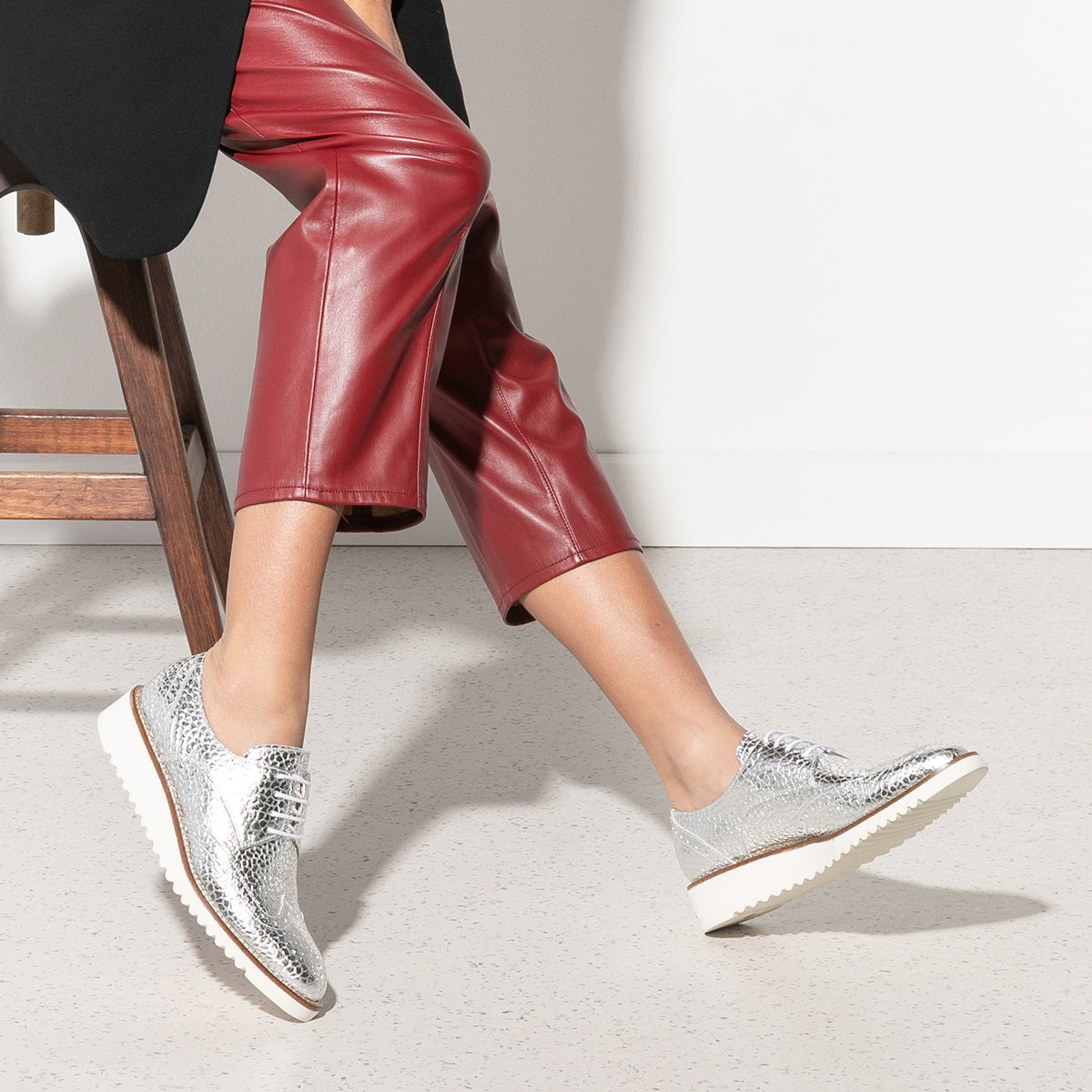 Women's Silver Lace-Up Brogues - Italian Leather - 'Ormond' | Habbot ...