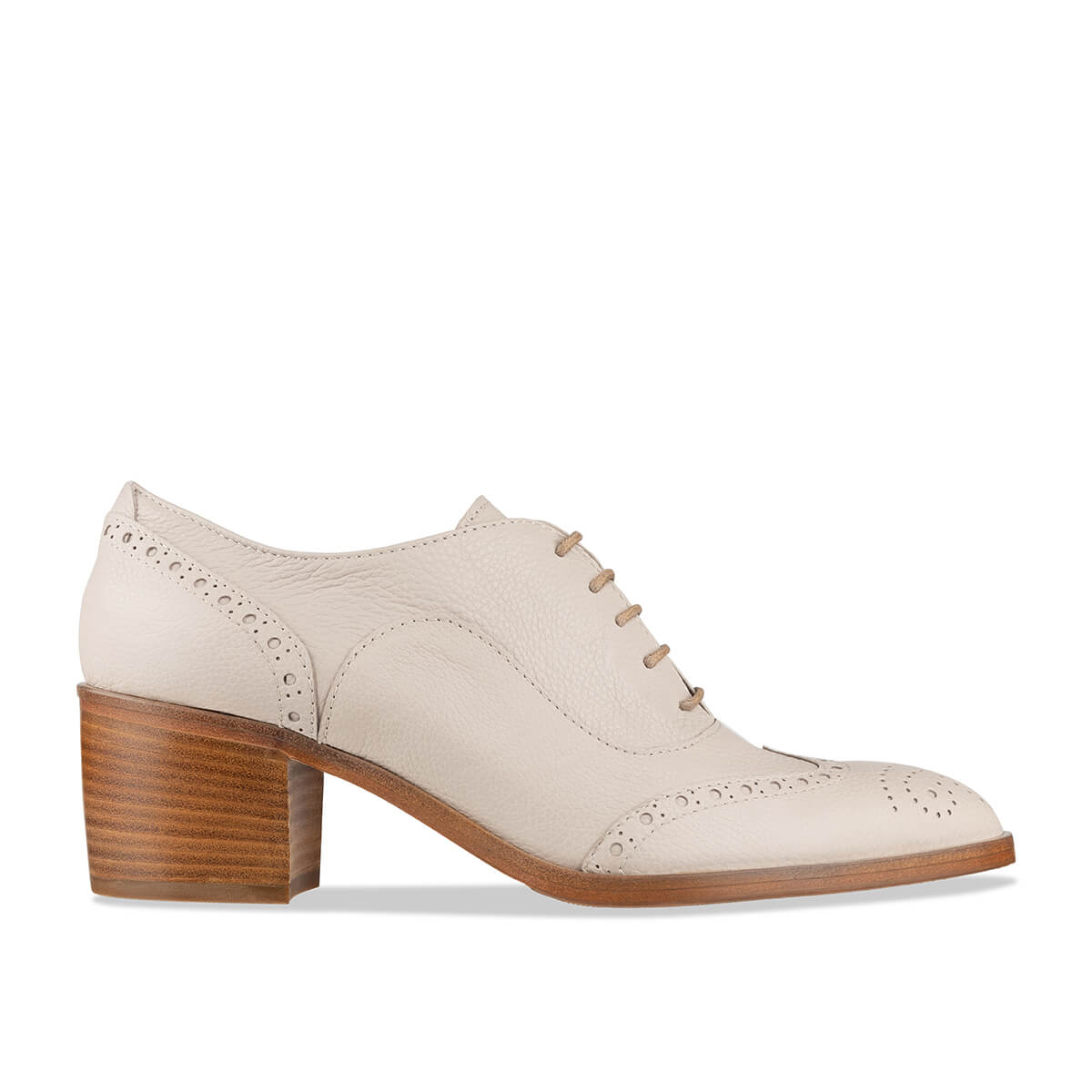 Women's Beige Brogues Heels - Italian Leather - 'Pantone' | Habbot – habbot