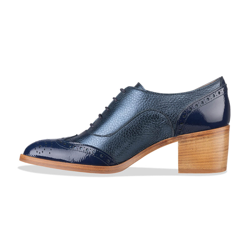 'pantone' women's midnight blue leather lace-up heels - Italian Brogues ...
