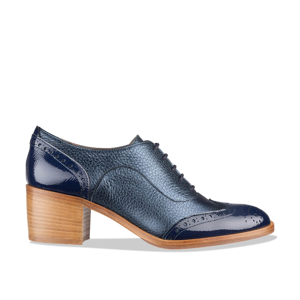 Women's Blue Brogues Heels - Italian Leather - 'Pantone' | Habbot – habbot