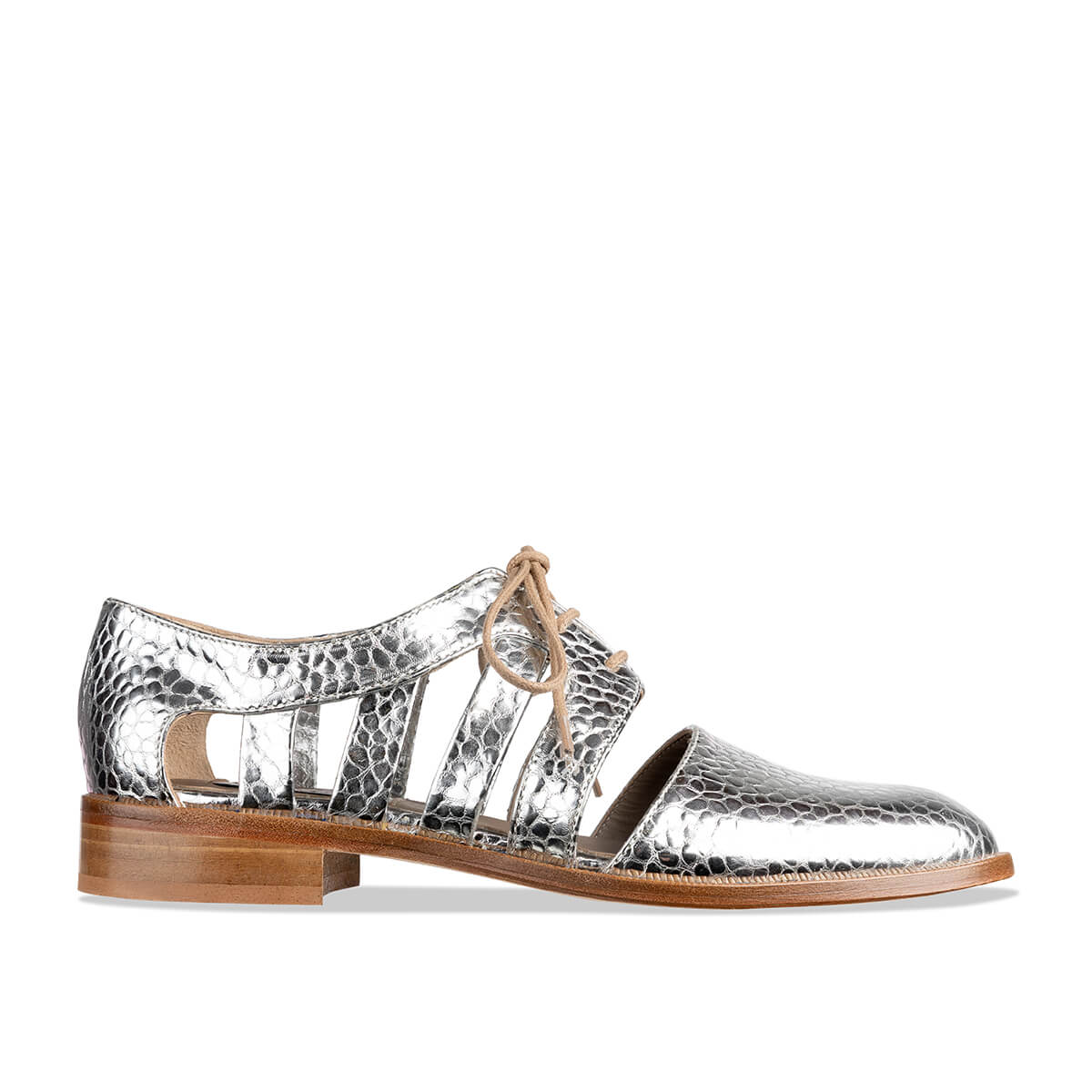 'voto' women’s silver leather flat sandals - Made in Italy| habbot