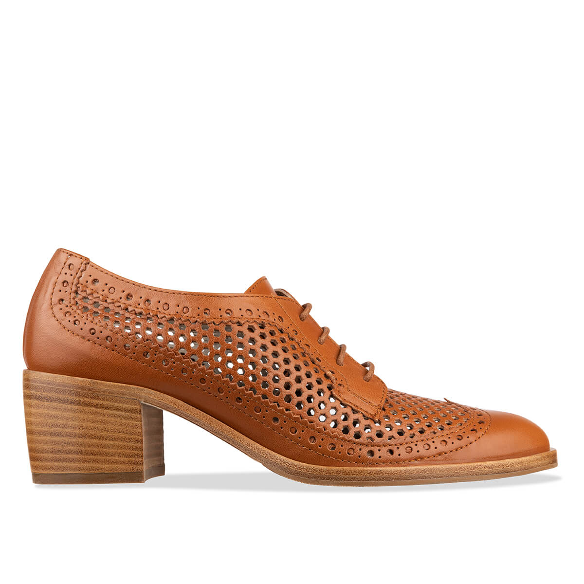 ‘Froth’ Women’s Mid Heel Lace Ups – brown leather Brogues | habbot